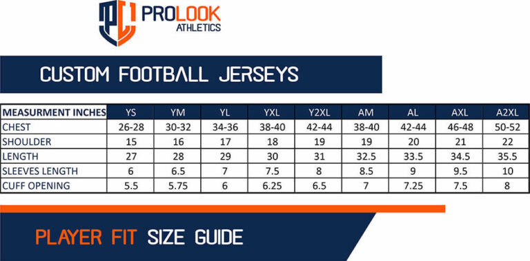 Size Guides - Prolook Athletic